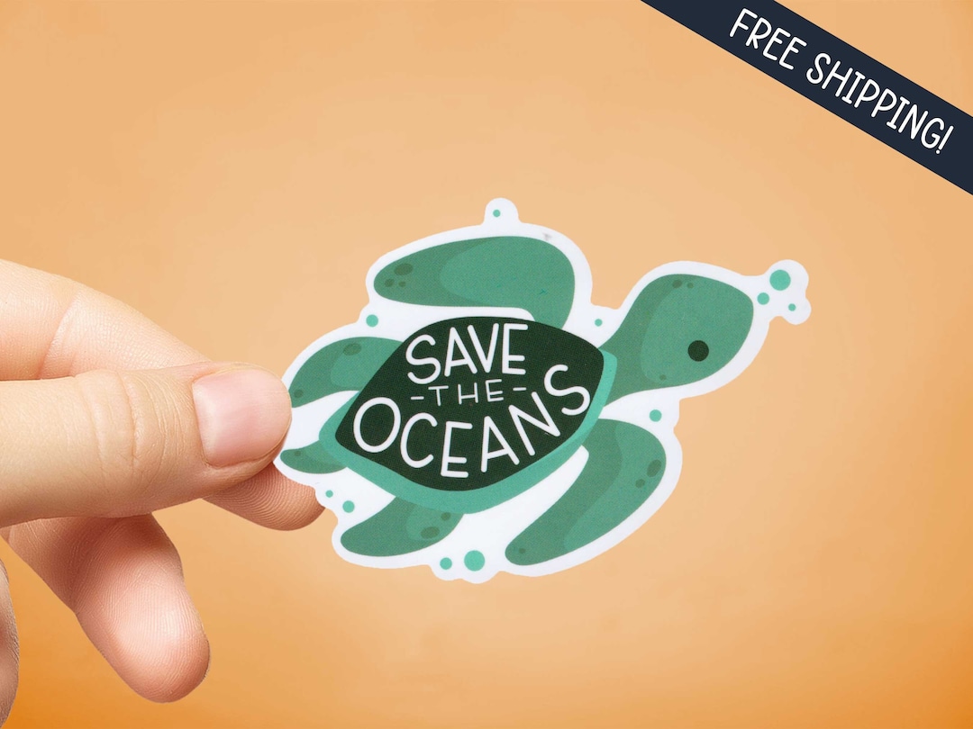 Turtle Sticker - Save the Oceans Sticker - Environmental Decals - Love ...
