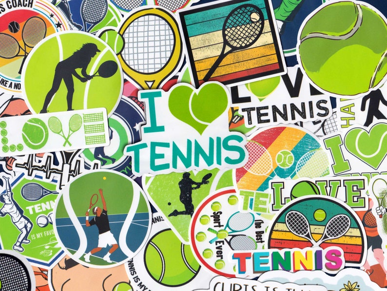 Tennis Sticker Pack - I Love Tennis Decals - Tennis Gifts - Tennis Team ...