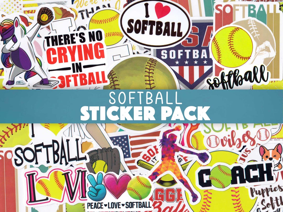 Softball Stickers - Softball Sticker Pack - Softball Decal - Softball ...