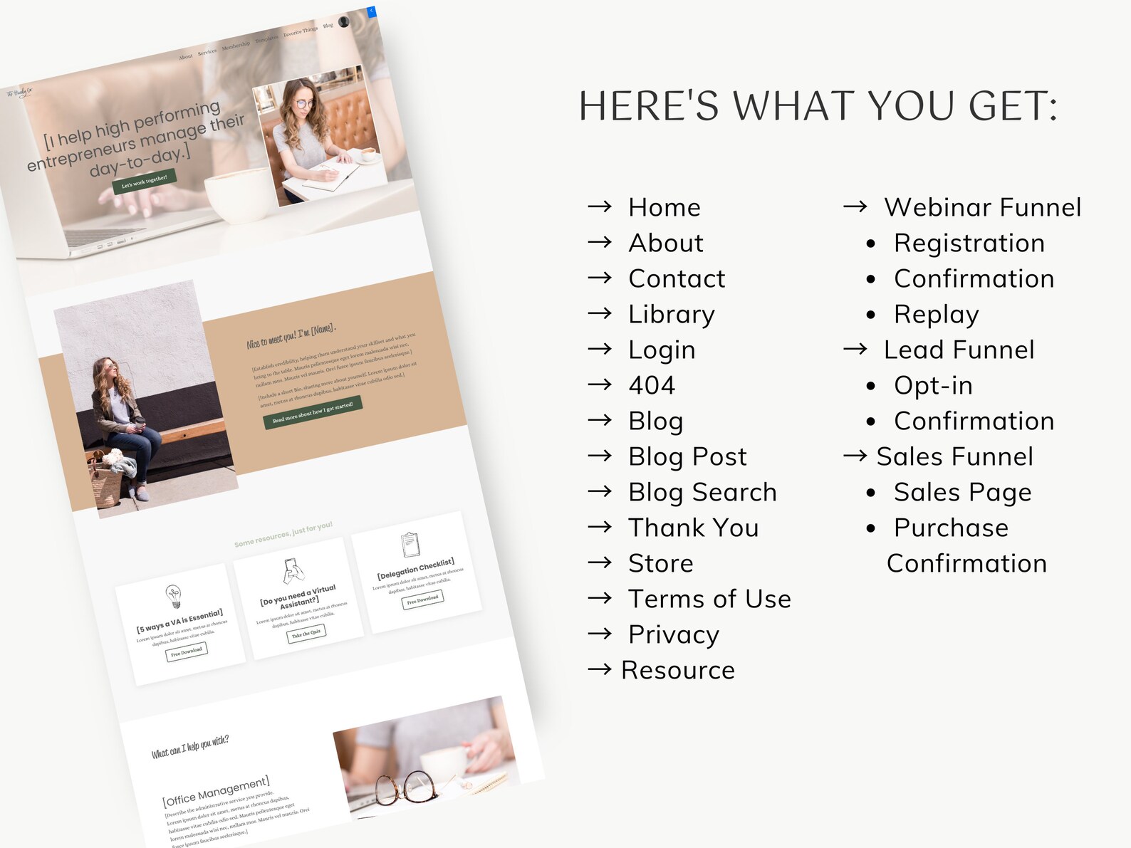 Bourgeoise Theme: Kajabi Website Template Kajabi Website Bundle Service Provider Kajabi Boho ...