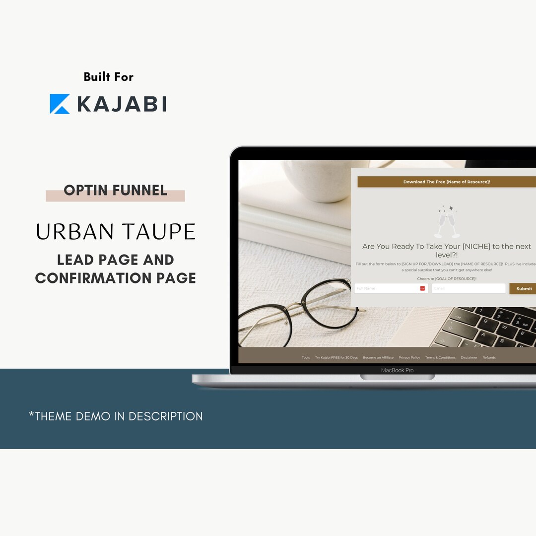 Urban Taupe Theme: Optin Funnel Template | Kajabi Lead Funnel | Kajabi Lead Magnet Template ...