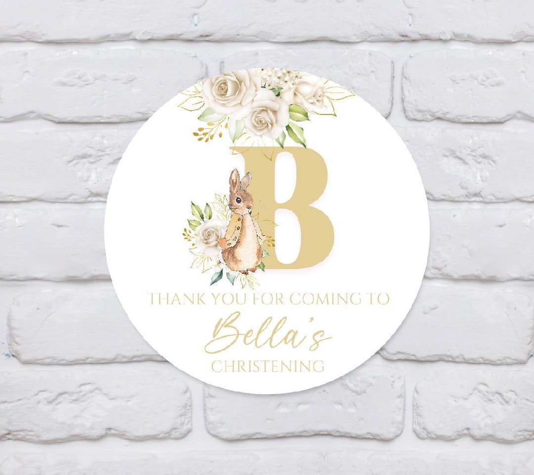 20 Personalised Gold Peter Rabbit Christening or Baptism Stickers - Etsy