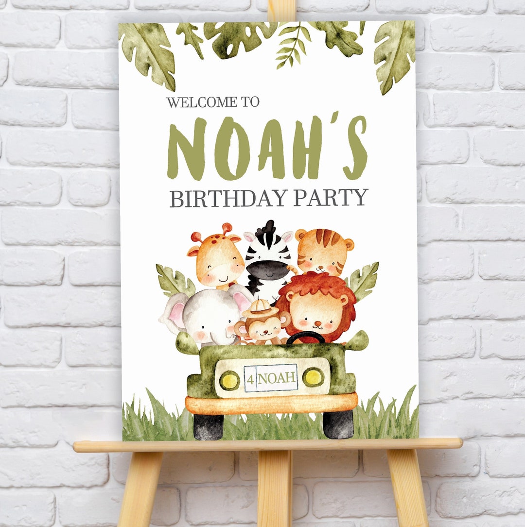 Personalised Jungle Safari Birthday Party Welcome Sign - Jungle Boy ...