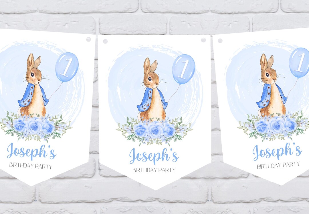 ANY AGE Peter Rabbit Happy Birthday Bunting Children's Party Banner ...