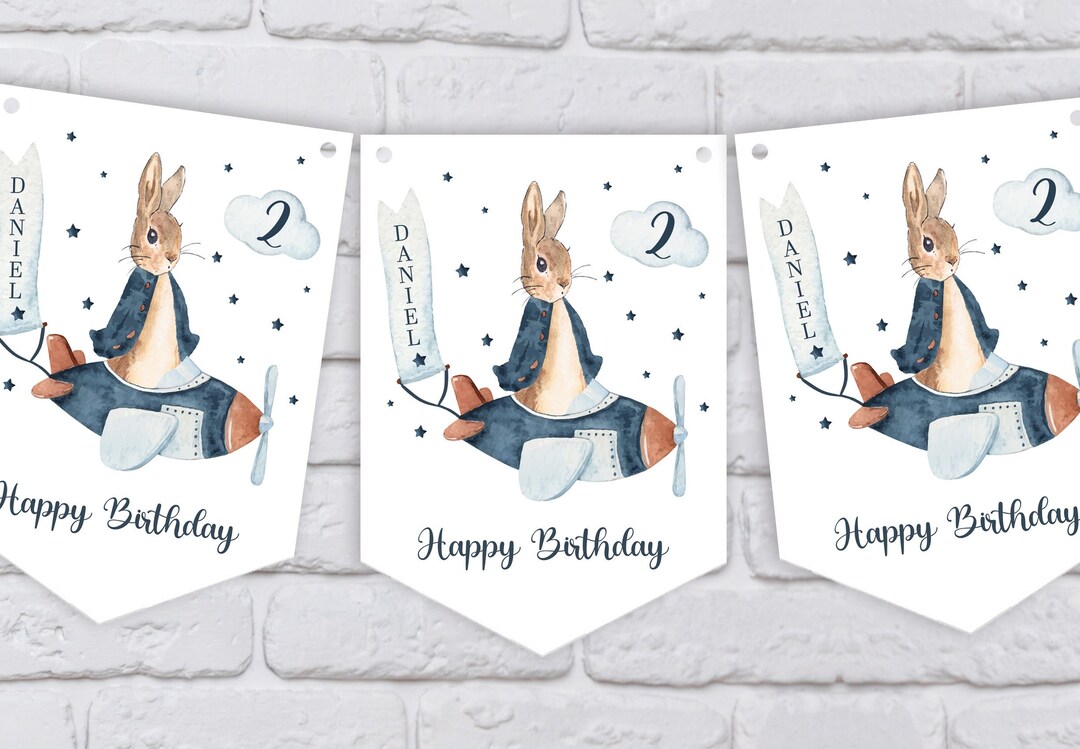 Personalised Peter Rabbit Happy Birthday Bunting - Children's Party ...