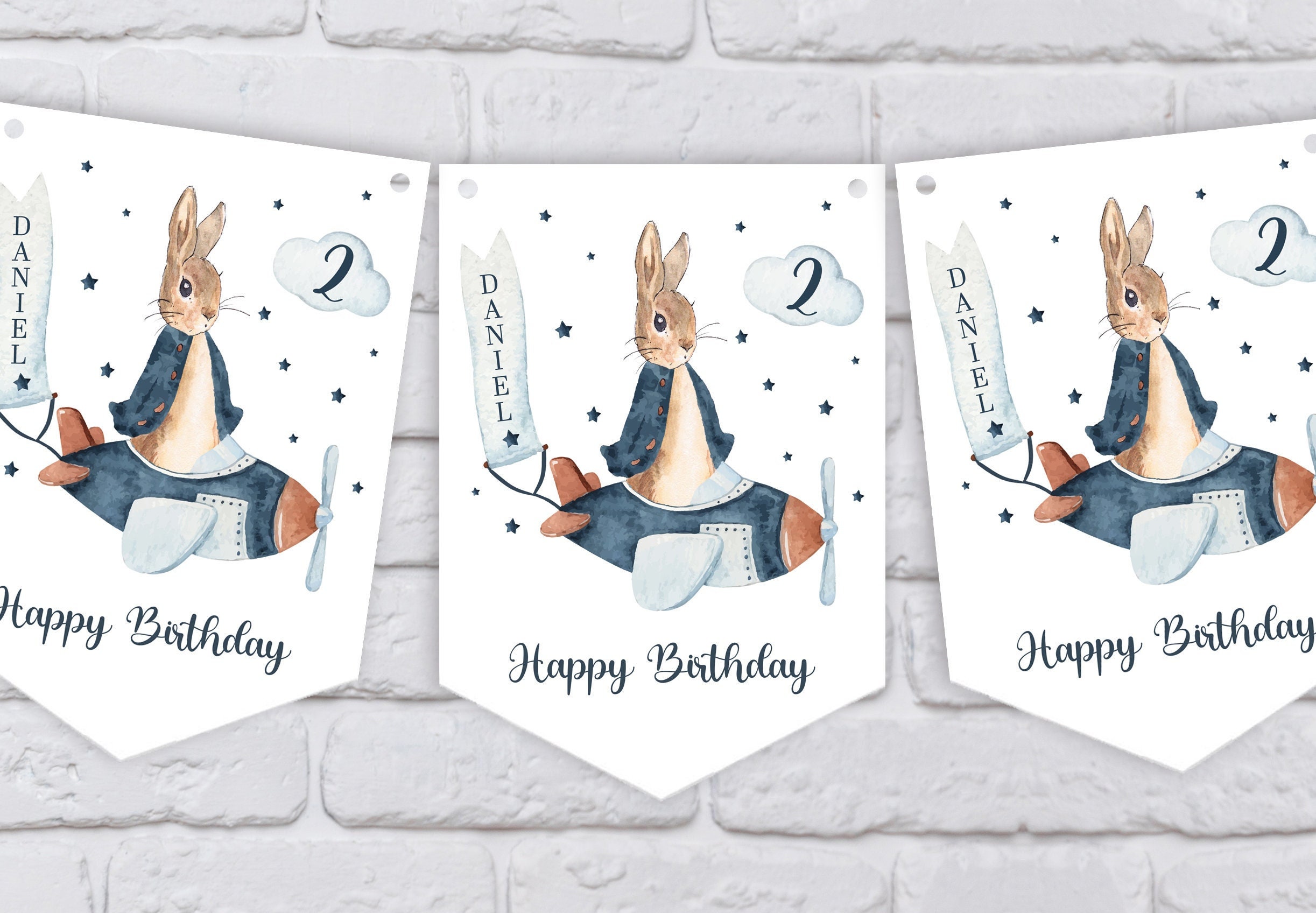 Personalised Peter Rabbit Happy Birthday Bunting - Children's Party ...