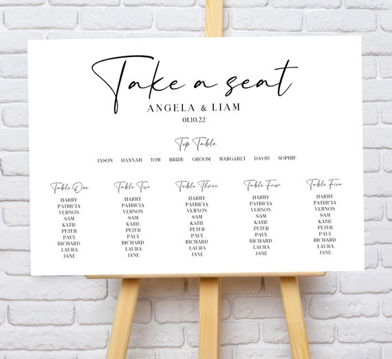 Wedding Seating Plan Welcome Sign Minimalist Design Table - Etsy UK