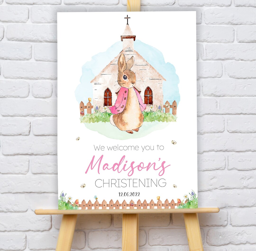 Personalised Flopsy Peter Rabbit Christening or Baptism Welcome Sign ...