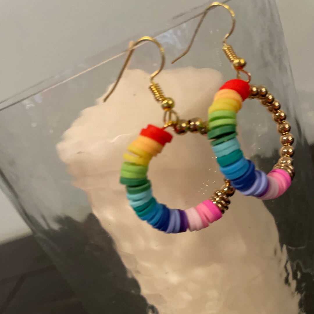 Heishi Bead Hoop Earrings - Etsy