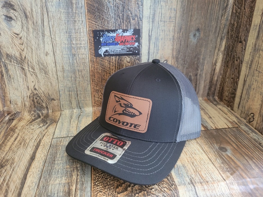 COYOTE Mustang Mesh Back Snapback Cap Leather Patch Style Hat Cap ...
