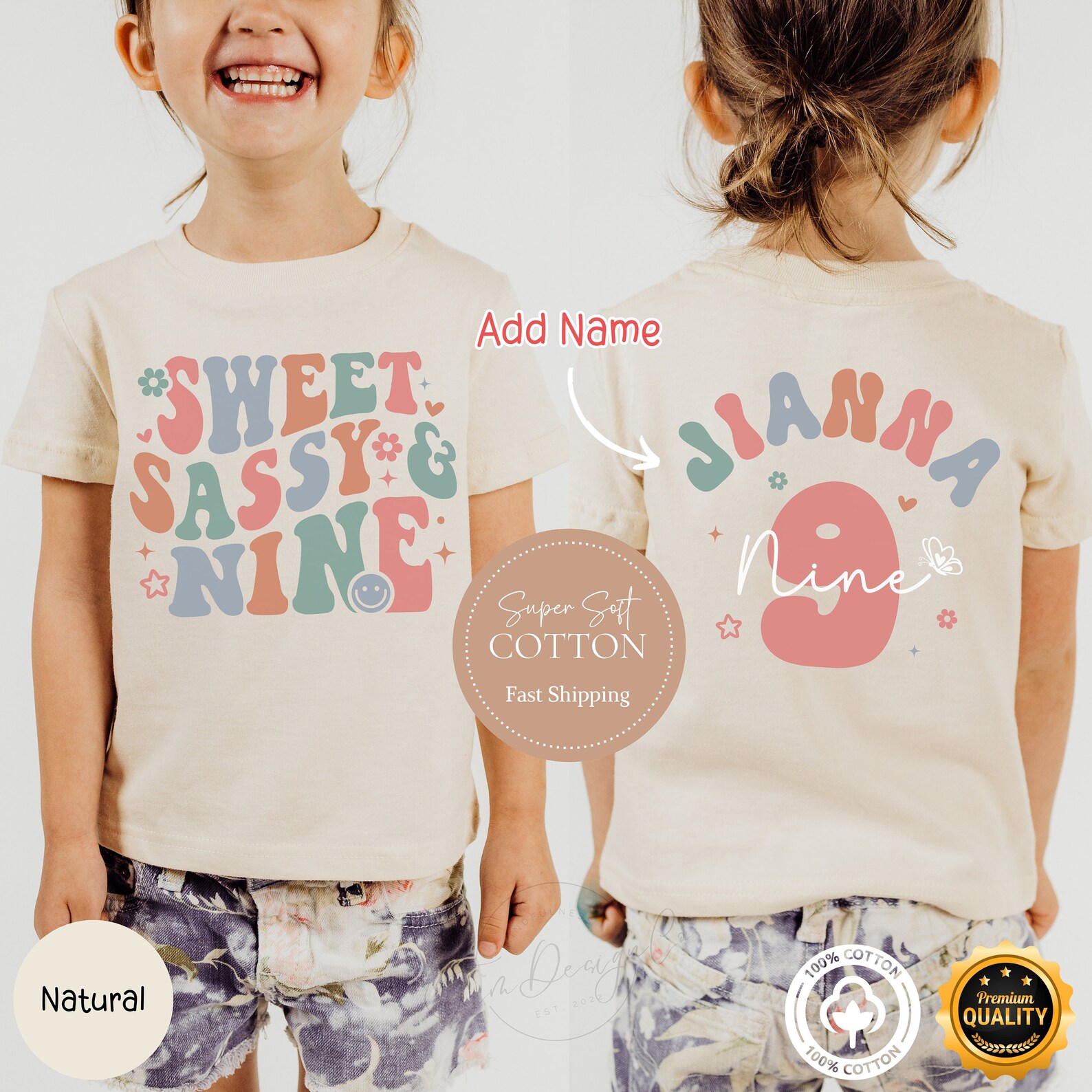 9th Birthday Girl Shirt, Ninth Birthday Girl Shirt, Custom Nine ...