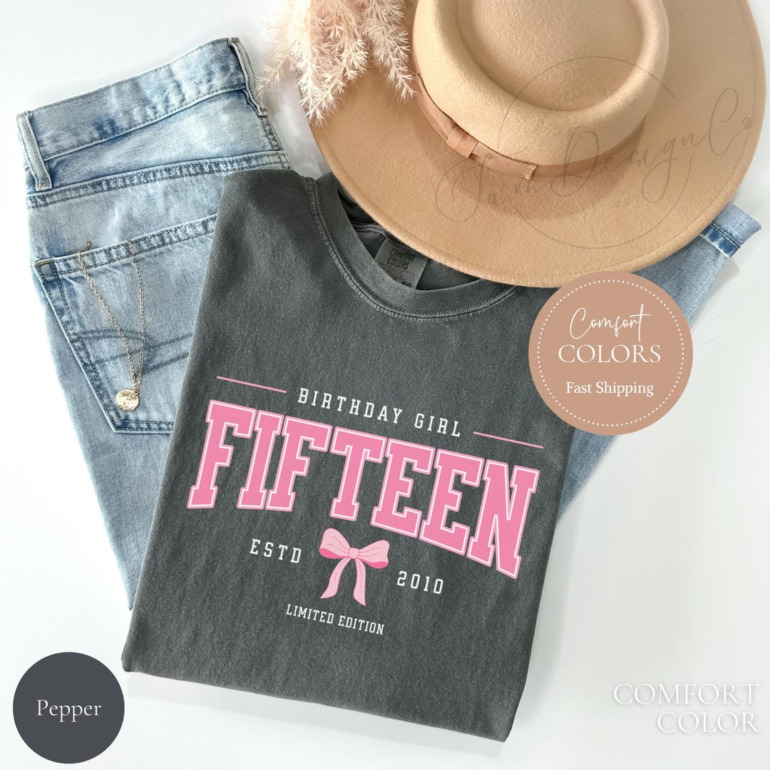 15th Birthday Girl Gifts Coquette Bow University Style Girls Birthday ...