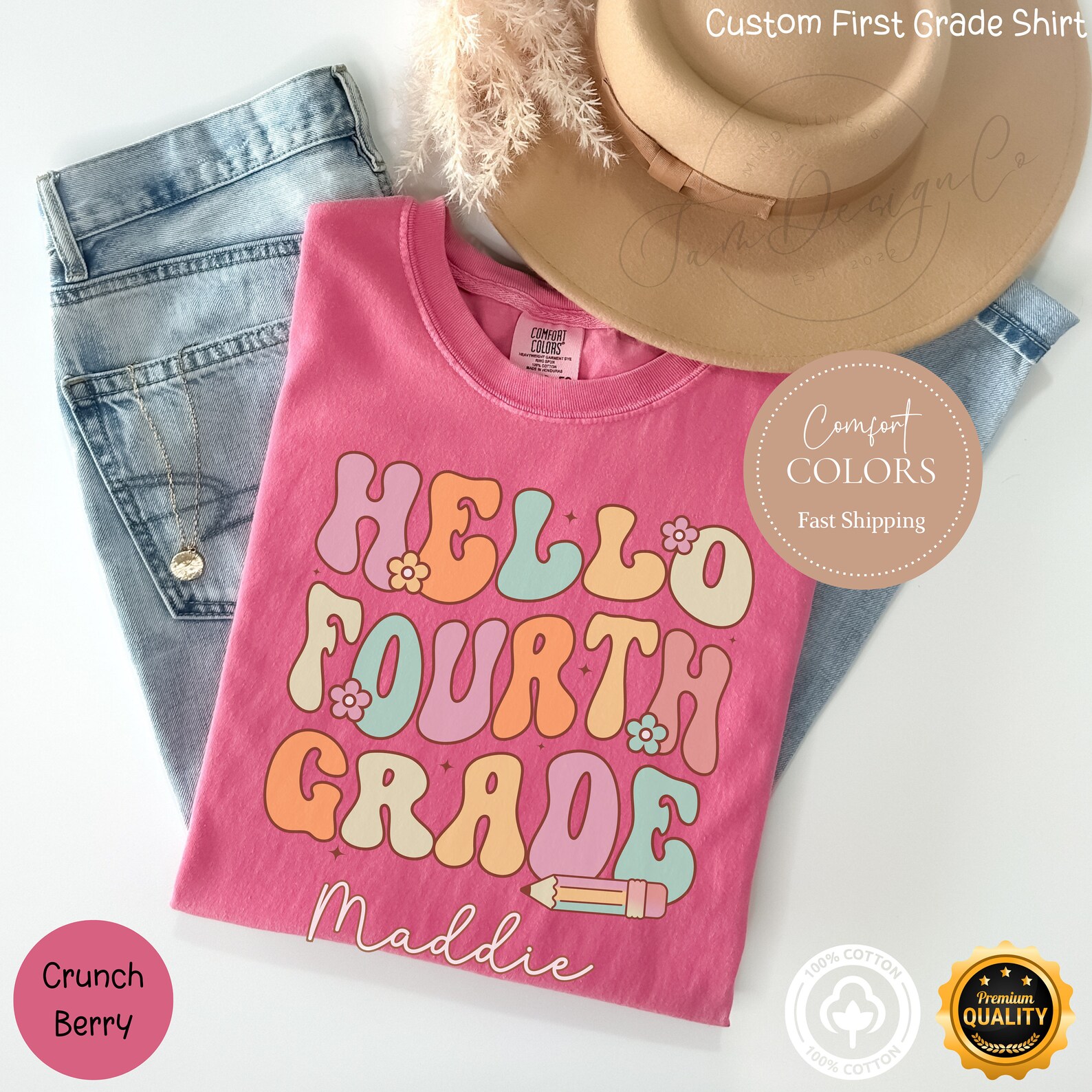 Comfort Color 4th Grade Shirt, Custom Fourth Grade Tshirt Gift for Kids ...