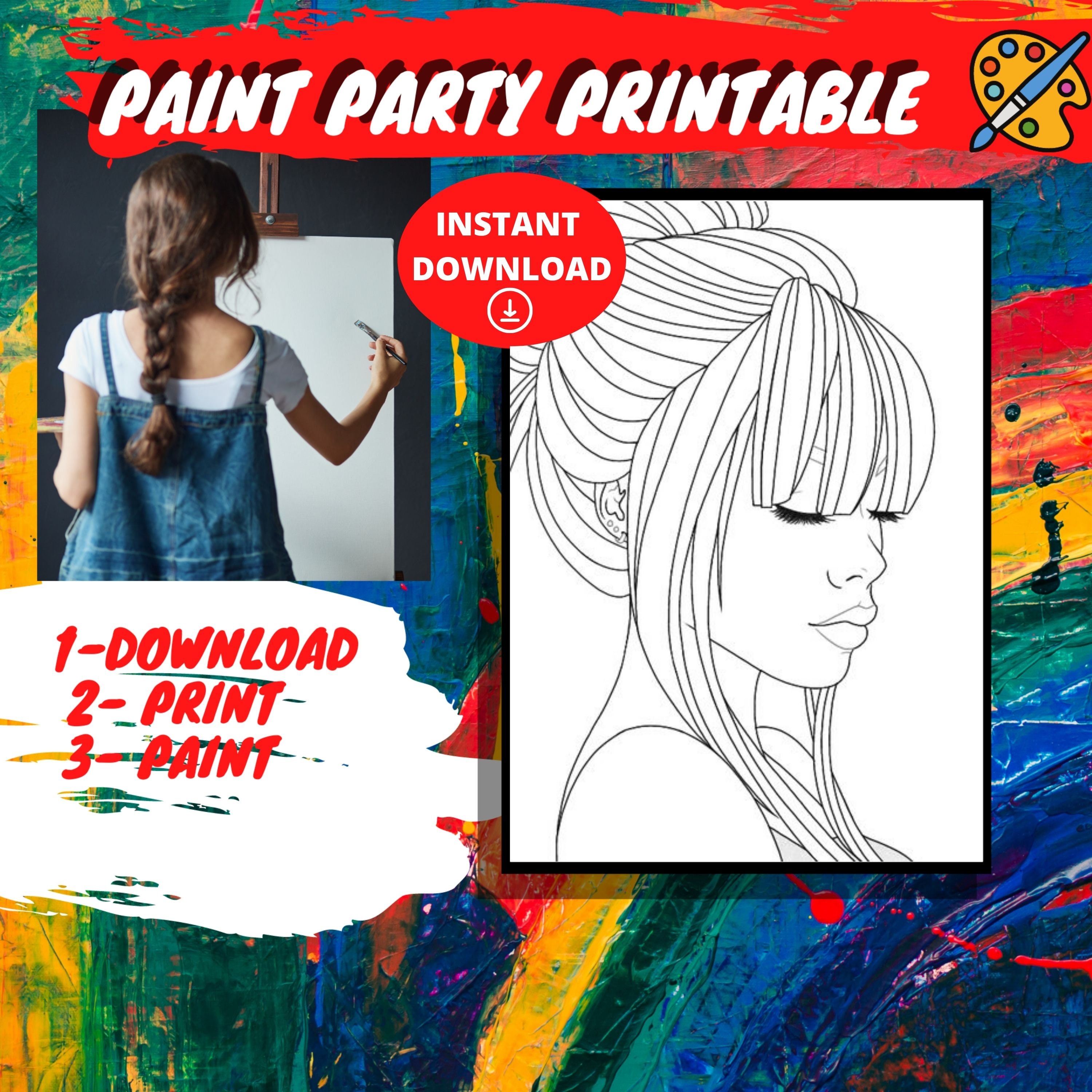 Sip and Paint outline svg Outline canvas Diy paint party-pre - Etsy.de