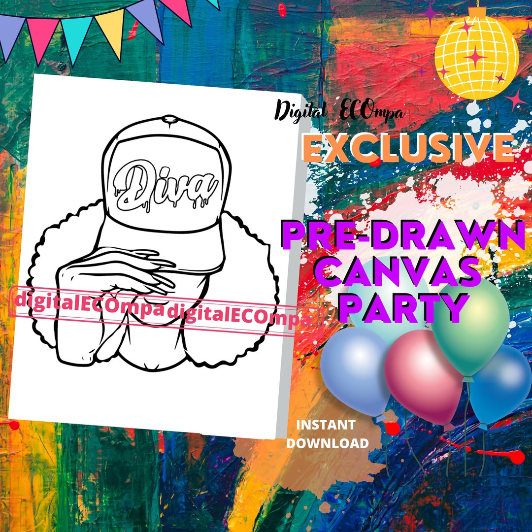 Sip and Paint Outline Svg-sip and Paint Canvas-paint Party - Etsy Ireland
