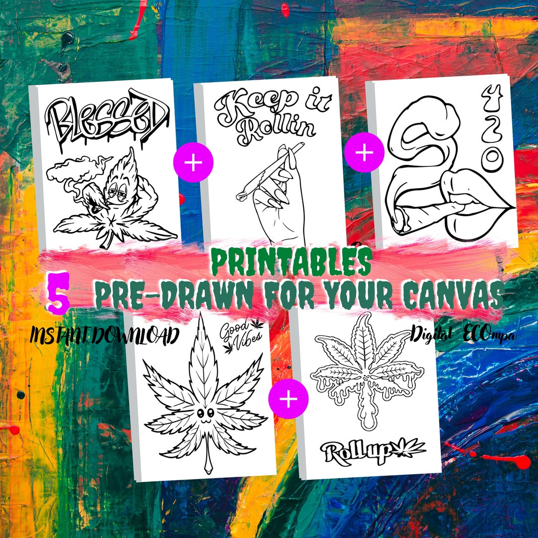 5 DIY PAINT KIT Marijuana Printables Paint and Sip Diy Paint - Etsy