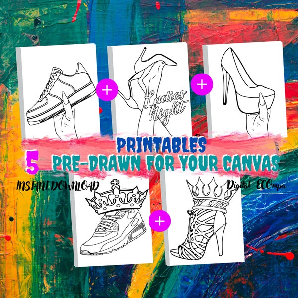 Sip and Paint Heels Stencil - Etsy Israel