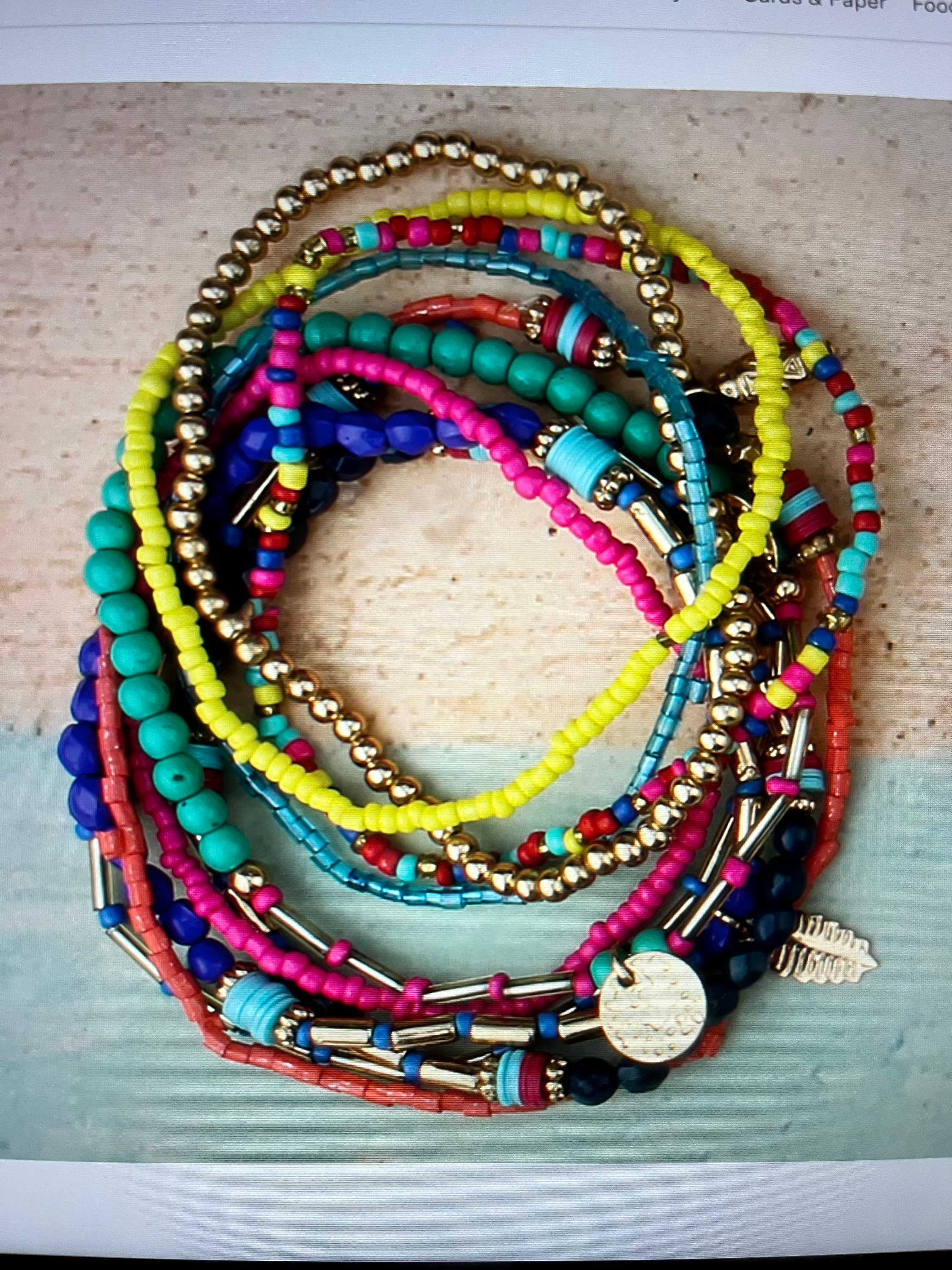 Multicolor Boho Beaded Stacked Bracelets - Set of 10 - Etsy