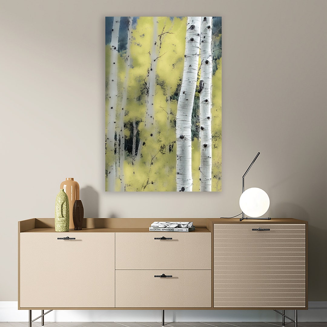 Aspen Tree Canvas Print, Aspen Tree Painting, Birch Tree Picture, Wall ...