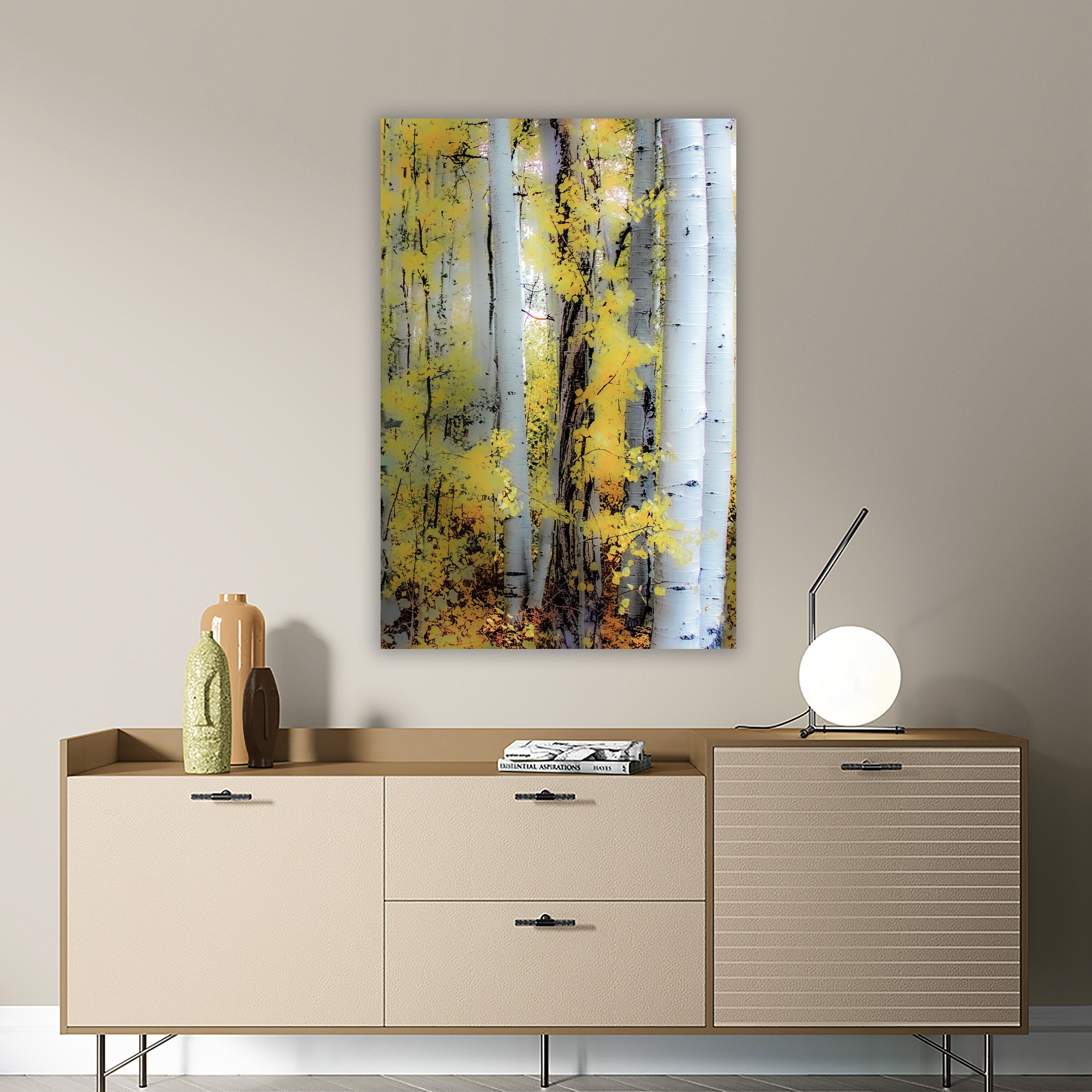 Aspen Tree Wall Art, Aspen Tree Painting, Abstract Landscape, Aspen ...