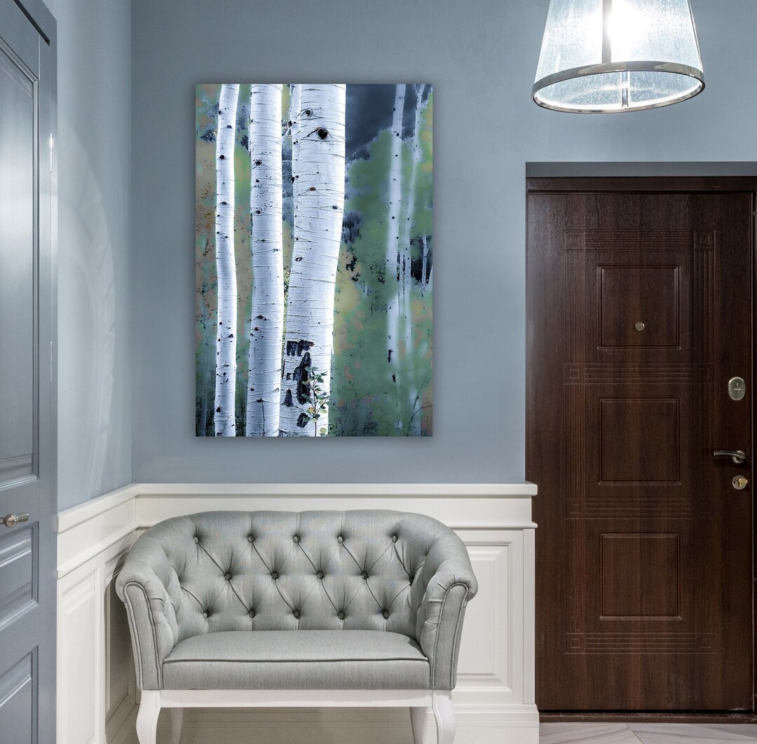 Birch Tree Canvas Print, Aspen Tree Painting, Vertical Aspen Painting ...