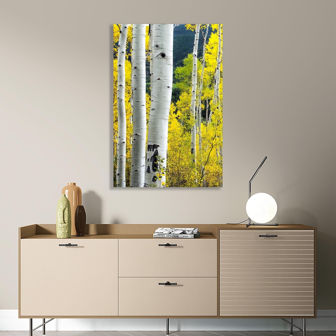 Aspen Tree Wall Art, Aspen Tree Painting, Vertical Aspen Painting ...