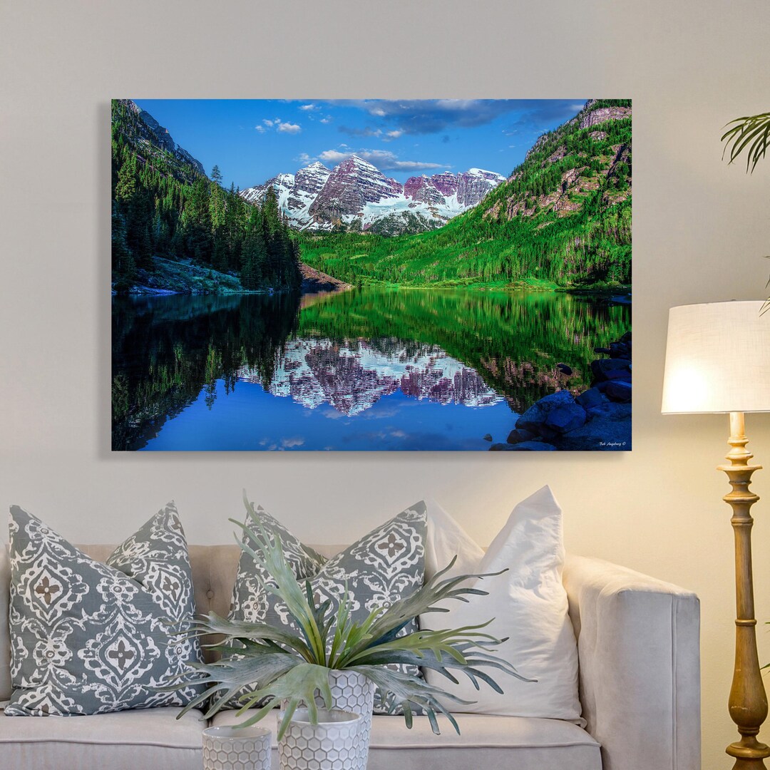 Maroon Bells Canvas Picture Colorado Art Spring Season At Maroon