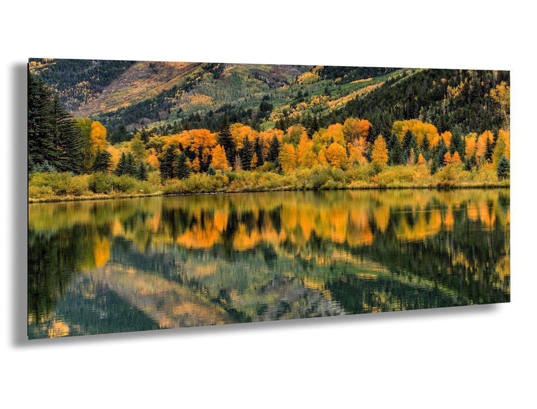 Aspen Tree Panoramic Wall Art, Colorado Lake Reflections Print, Autumn ...