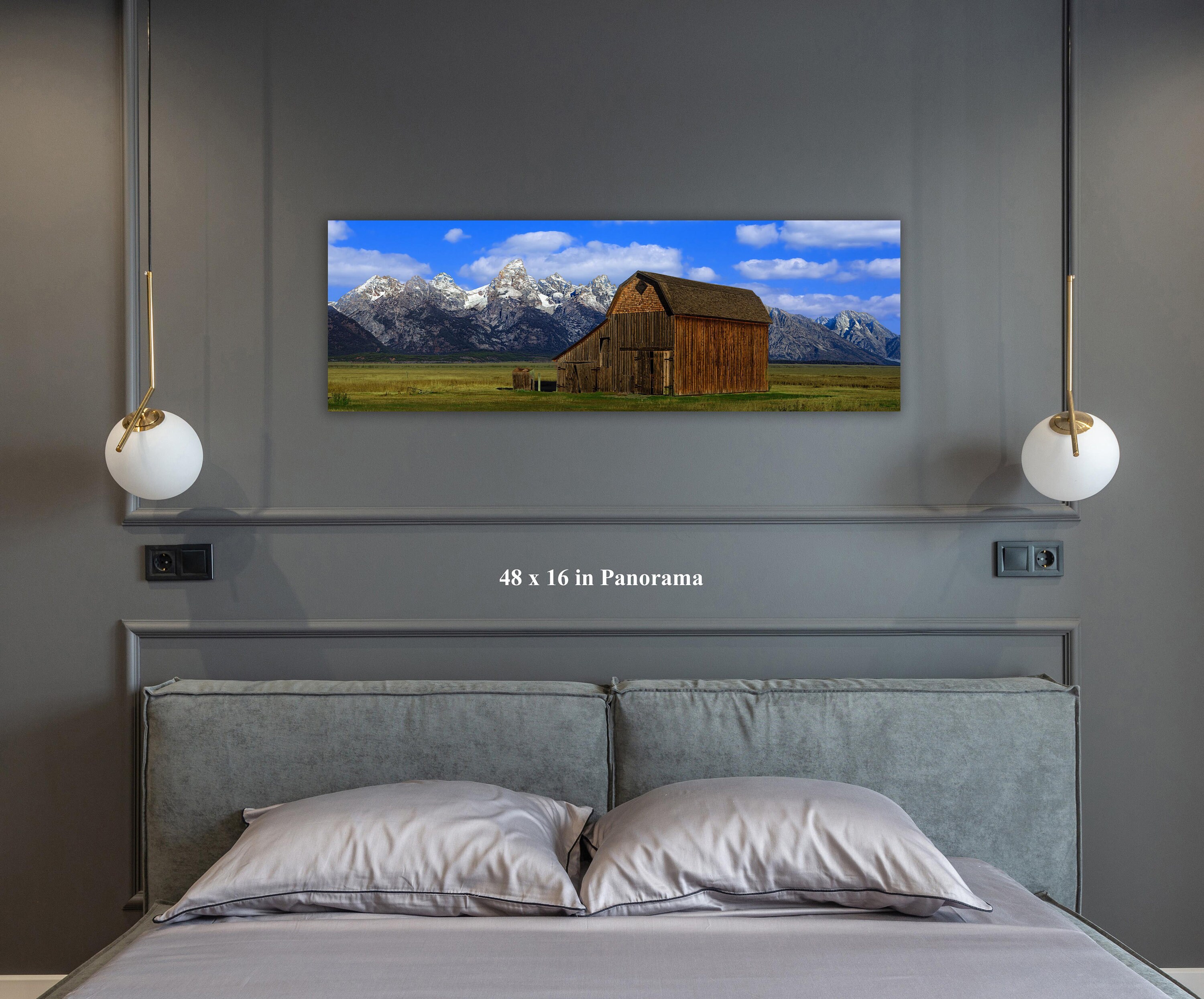 Tetons Barn Panoramic Picture, Large Grand Teton Print, Mormon Row Barn ...