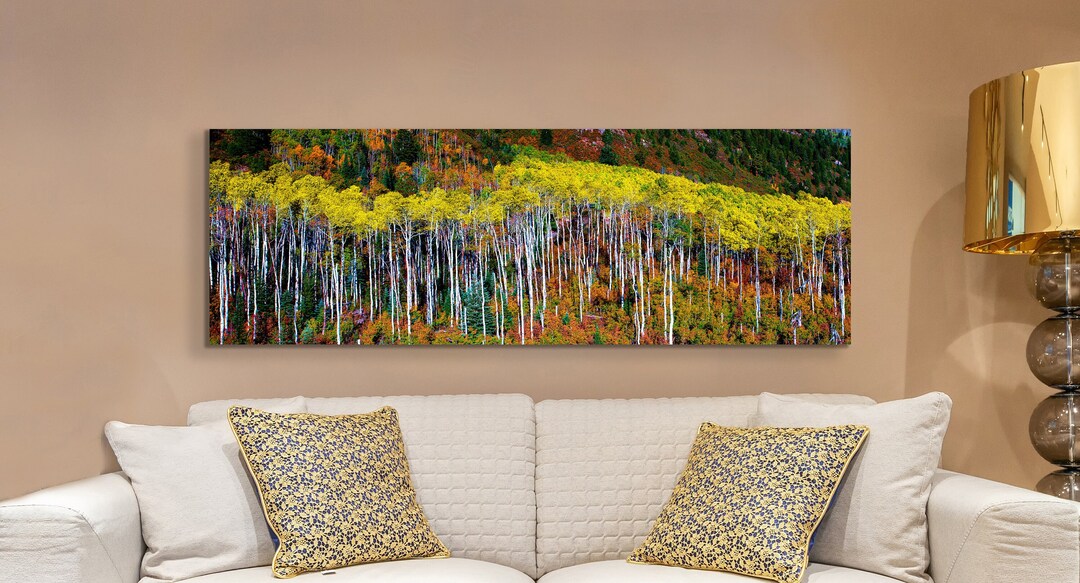 Aspen Trees Panoramic, Aspen Tree Wall Art, Birth Tree Wall Art, Aspen ...