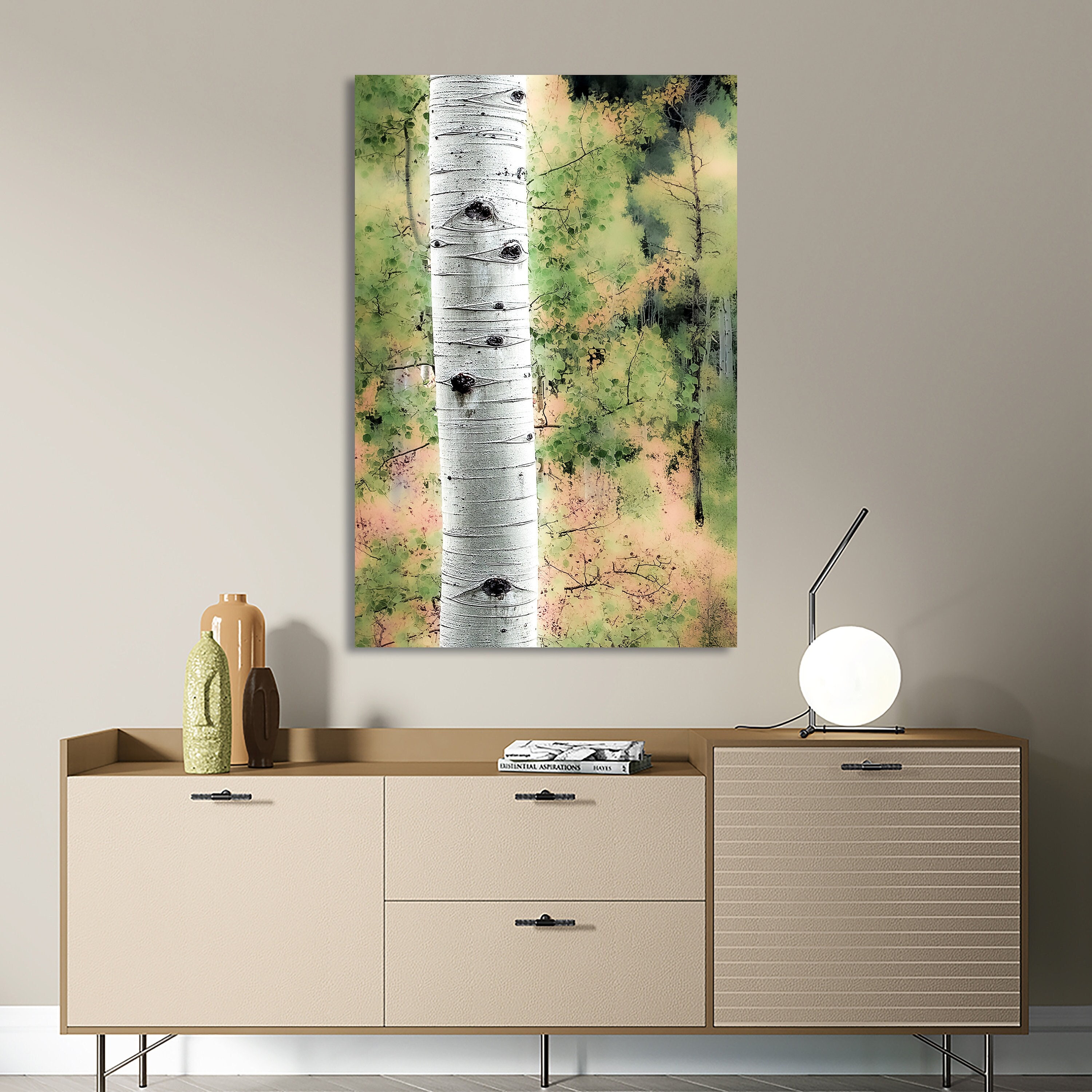Aspen Tree Wall Art, Vertical Living Room Picture, Colorado Aspens ...