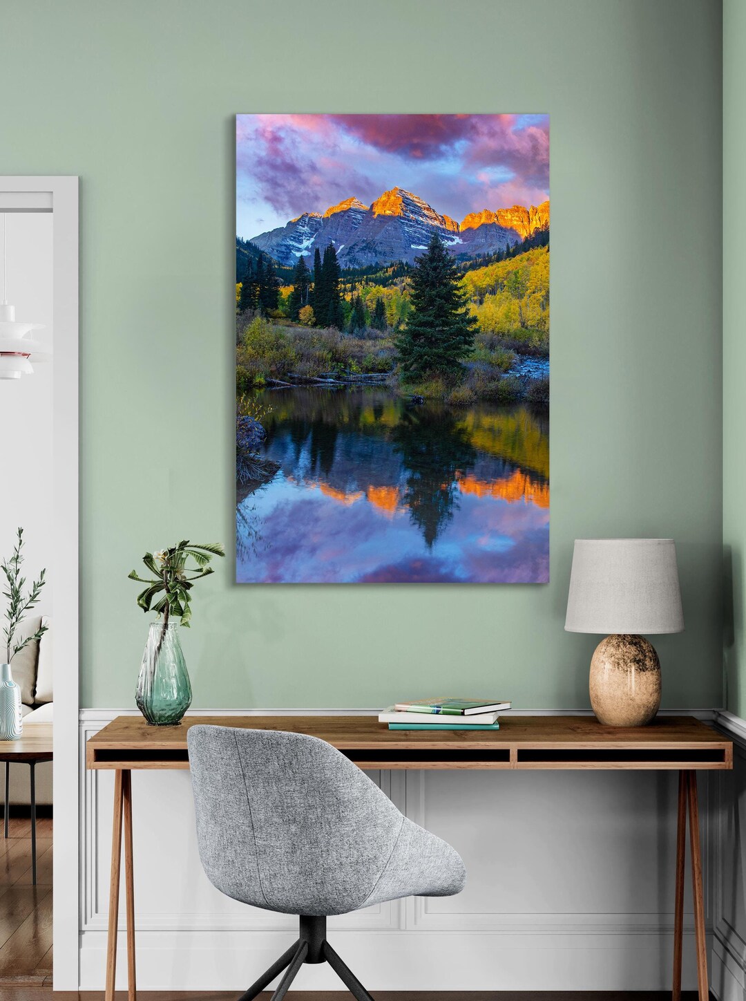 Maroon Bells Canvas Picture Vertical, Fall at Maroon Bells, Colorado ...