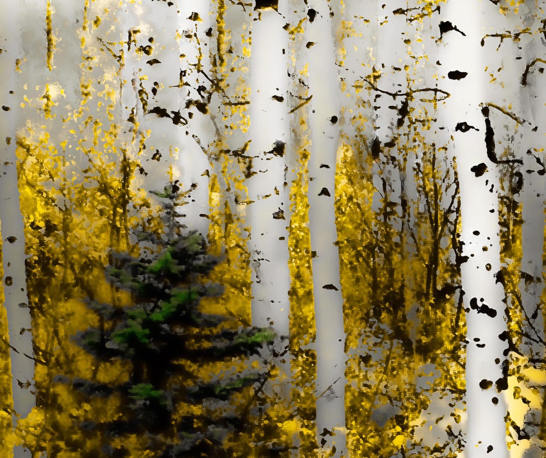 Aspen Tree Wall Art, Aspen Tree Painting, Birth Tree Wall Art, Autumn ...