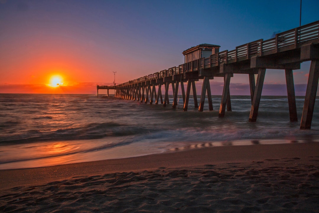 Venice Pier Sunset Picture, Florida Sunset Print, Ocean Sunset Photo ...