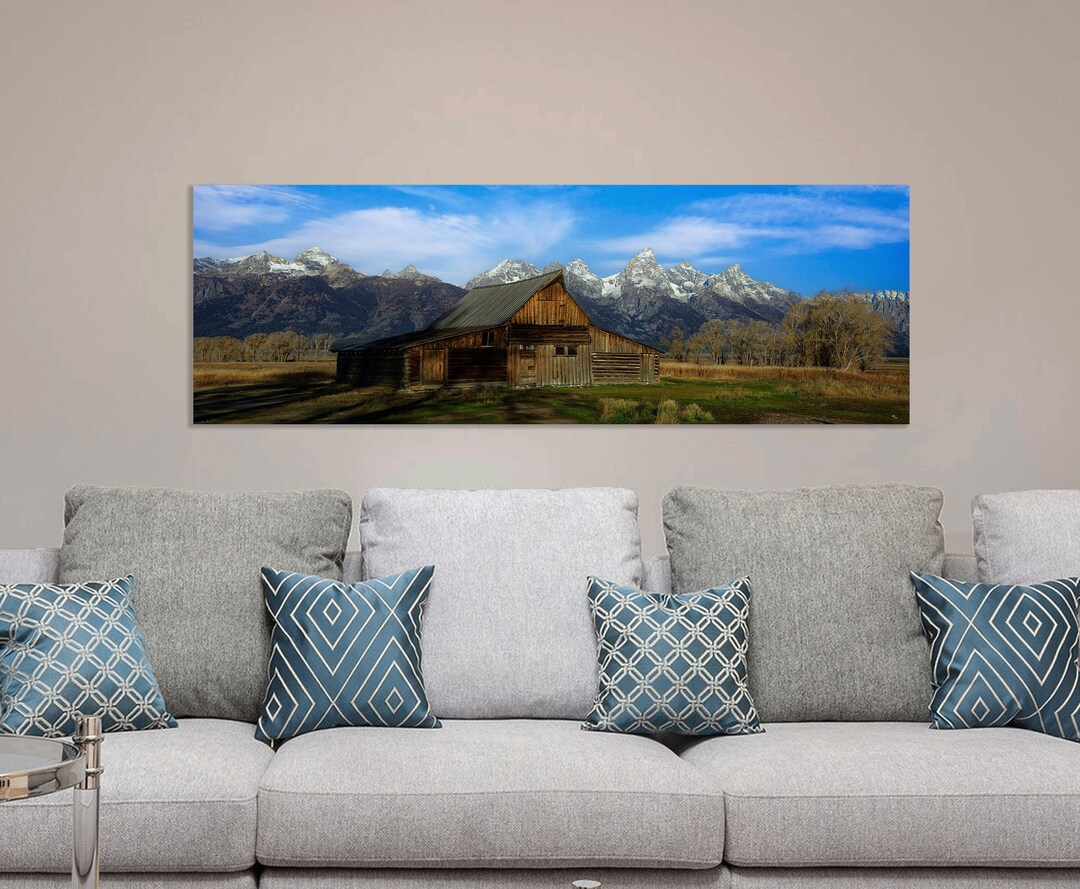 Tetons Barn Panoramic Canvas Print: Wyoming Landscape Art - Etsy