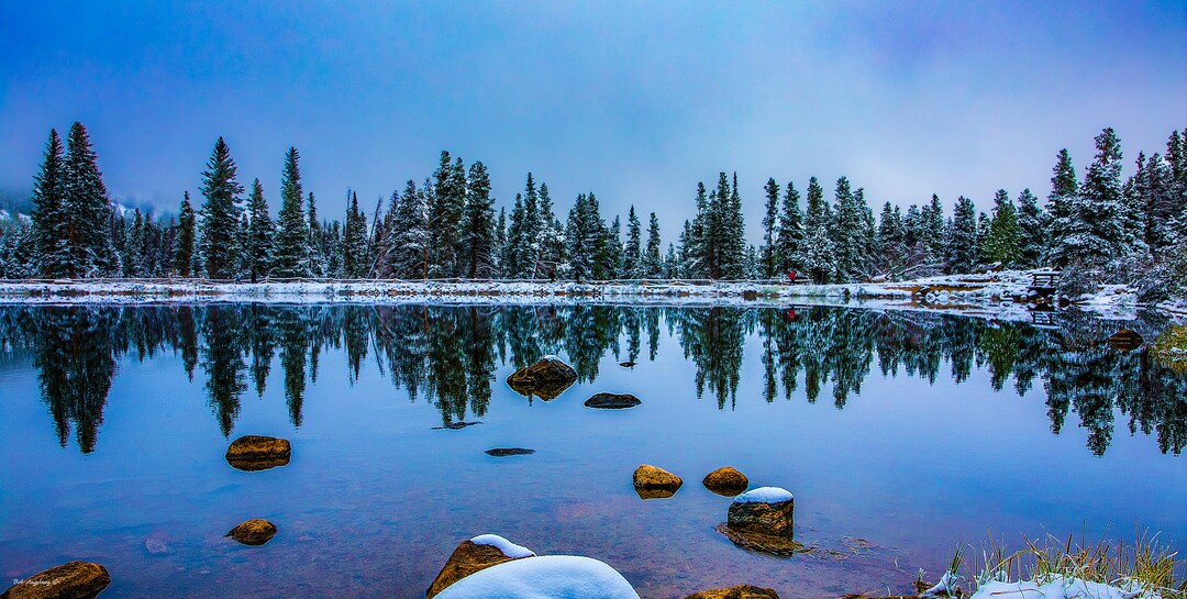 Sprague Lake Winter Print: Rocky Mountain National Park Cabin Decor - Etsy