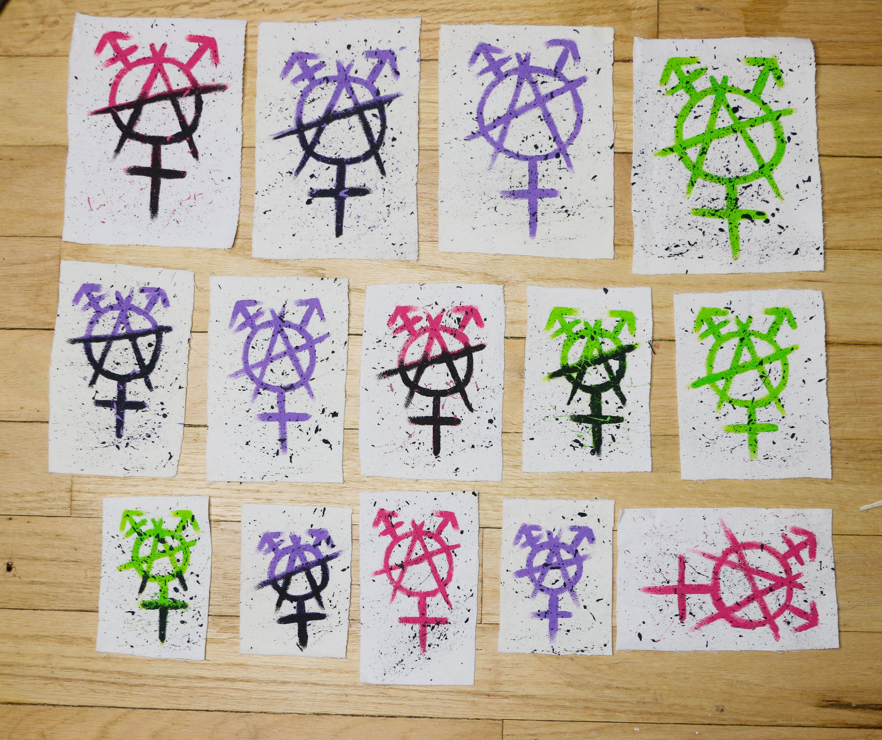 Trans/trans-anarchy Symbols Handpainted DIY Punk Patch - Etsy