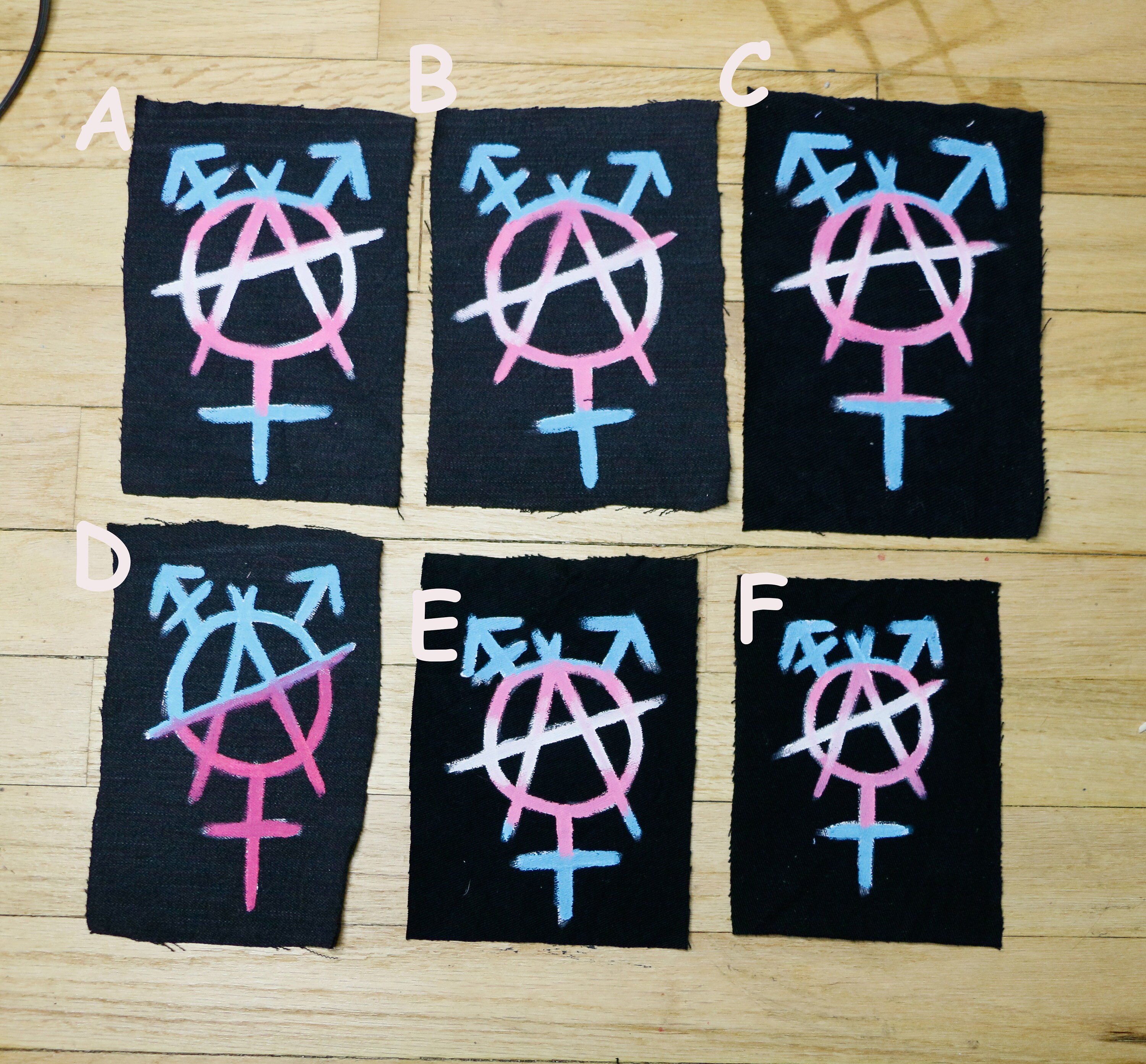 Trans/trans-anarchy Symbols Handpainted DIY Punk Patch - Etsy