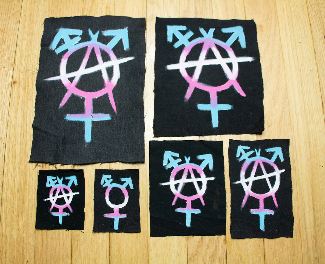 Trans/trans-anarchy Symbols Handpainted DIY Punk Patch - Etsy