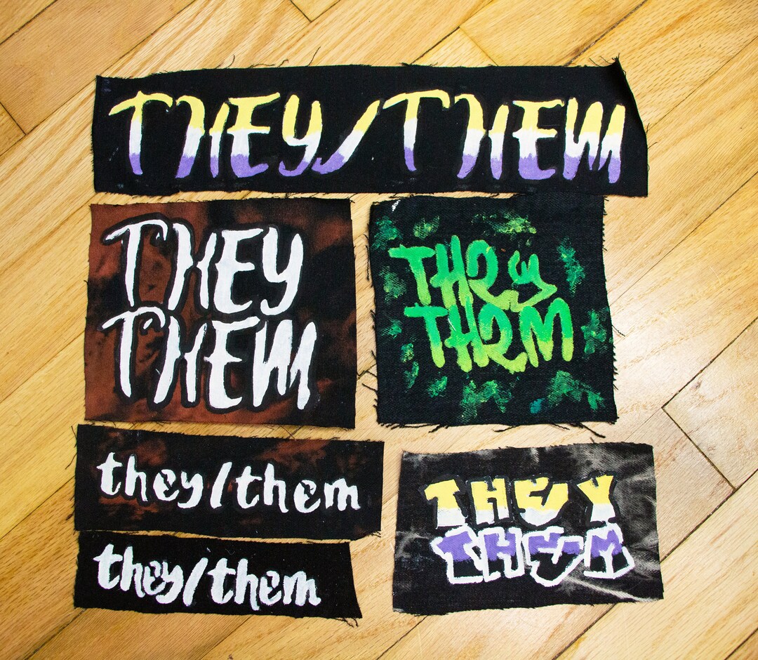 Handpainted They/them Pronoun Patches - Etsy