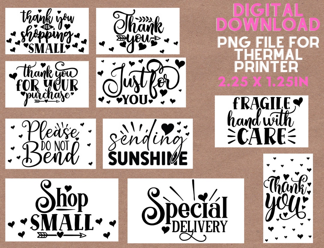 Thermal Stickers PNG Instant Download, 2.25x1.25, Thermal Printer ...