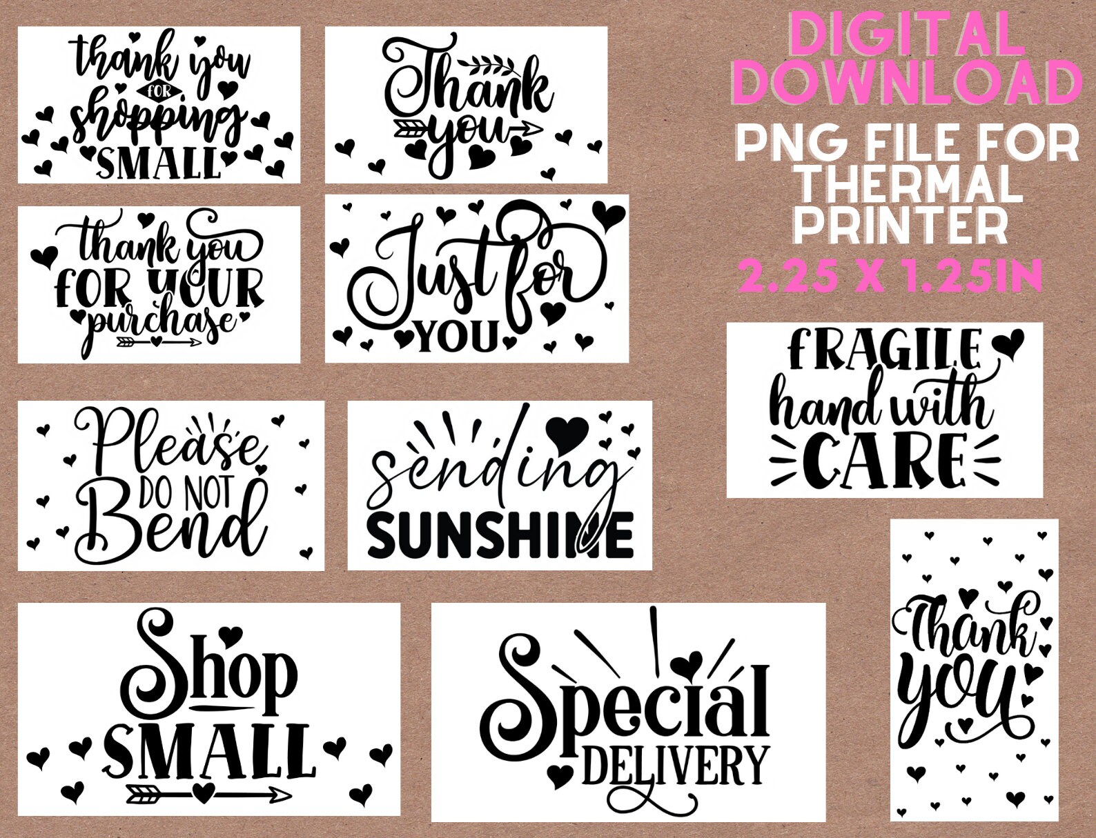 Thermal Stickers PNG Instant Download, 2.25x1.25, Thermal Printer ...