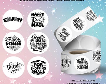 Fun Round Thermal Labels for Small Business, Circle Sticker Design ...