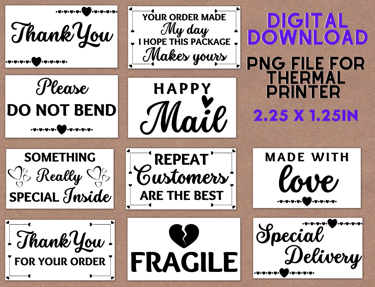 Valentine's Day PNG Instant Download, 2.25x1.25, Thermal Printer ...