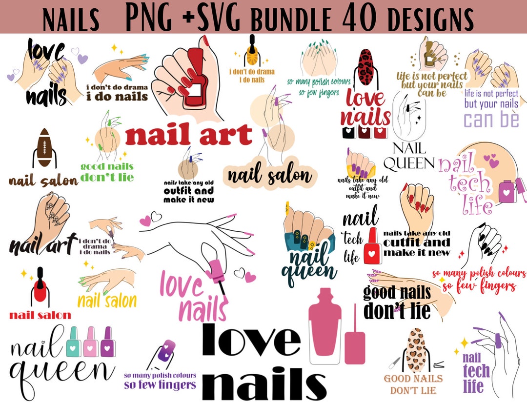 Nail Art SVG Bundle, Girl Hand Svg, Nail Art Cut File, Nail Tech Svg ...