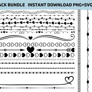 HEART Dividers Bundle, Heart Flourish Dividers Lines, Separate Divider ...