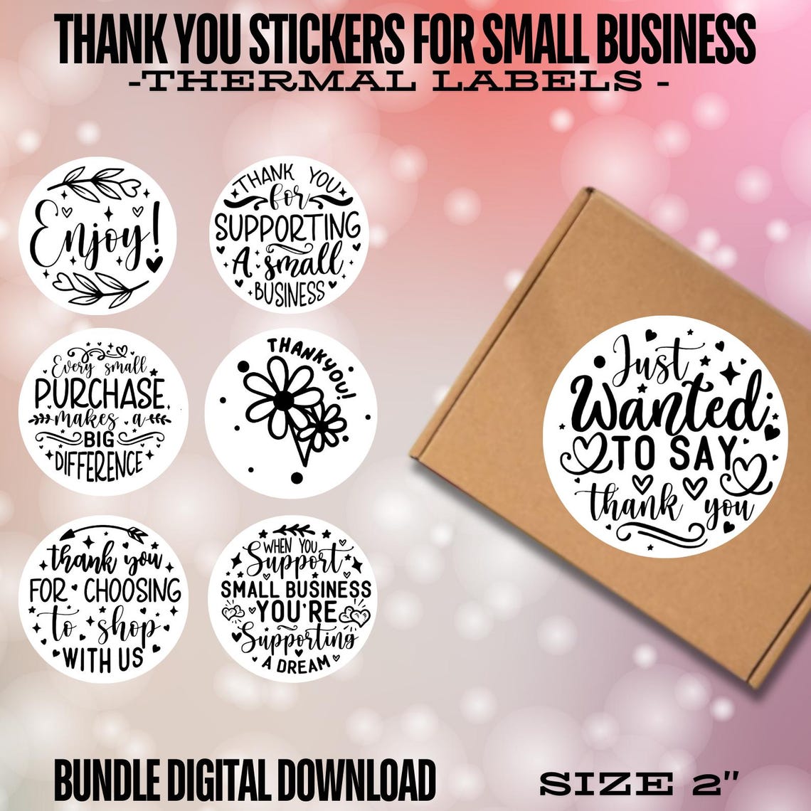 Cute Round Thermal Labels for Small Business, Circle Sticker Design ...