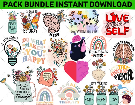 Mental Health Bundle Positive Self Love Png Motivational - Etsy