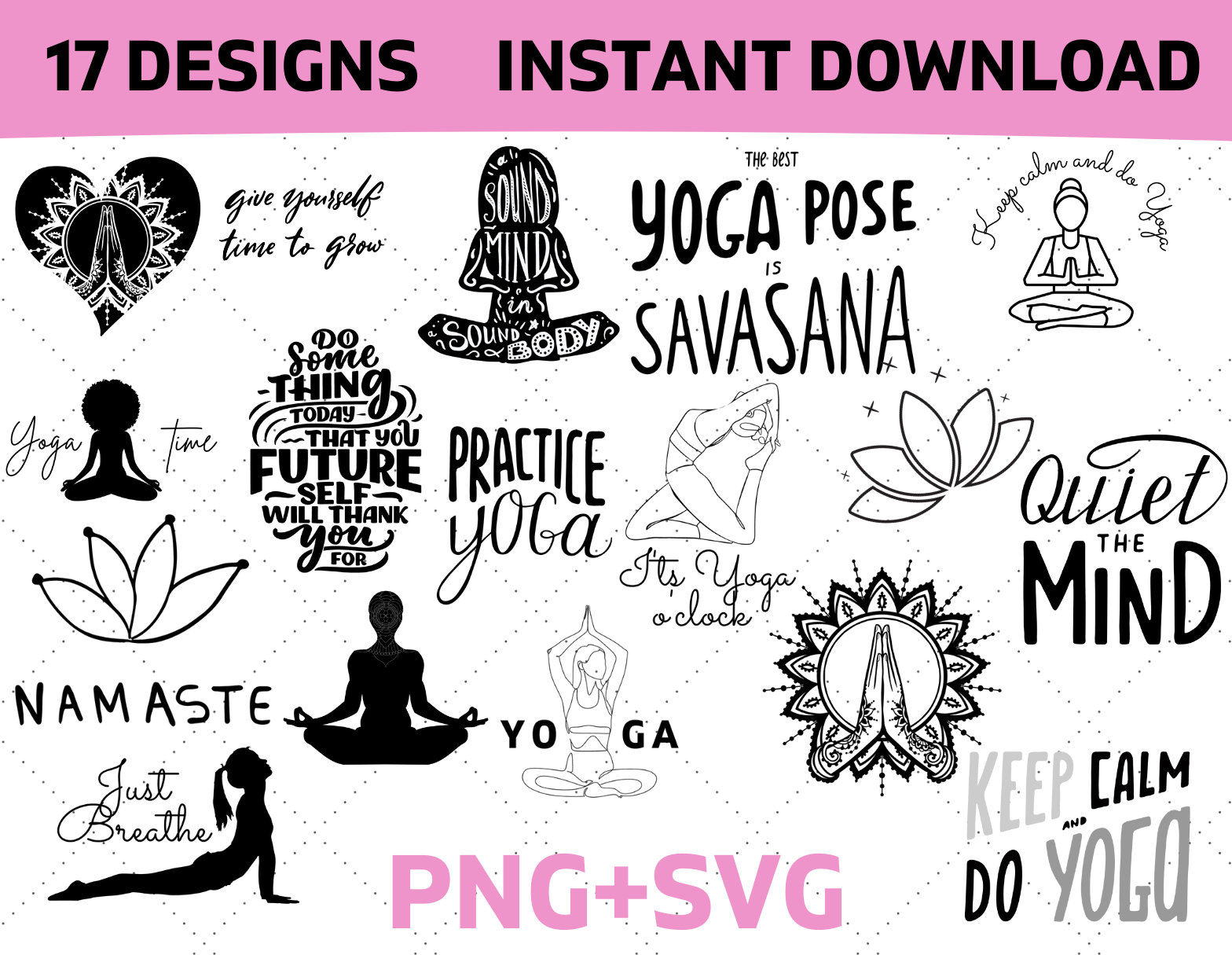 Yoga SVG Bundle, Yoga Quotes Svg, Girl Yoga Silhouette Svg, Namaste Svg ...