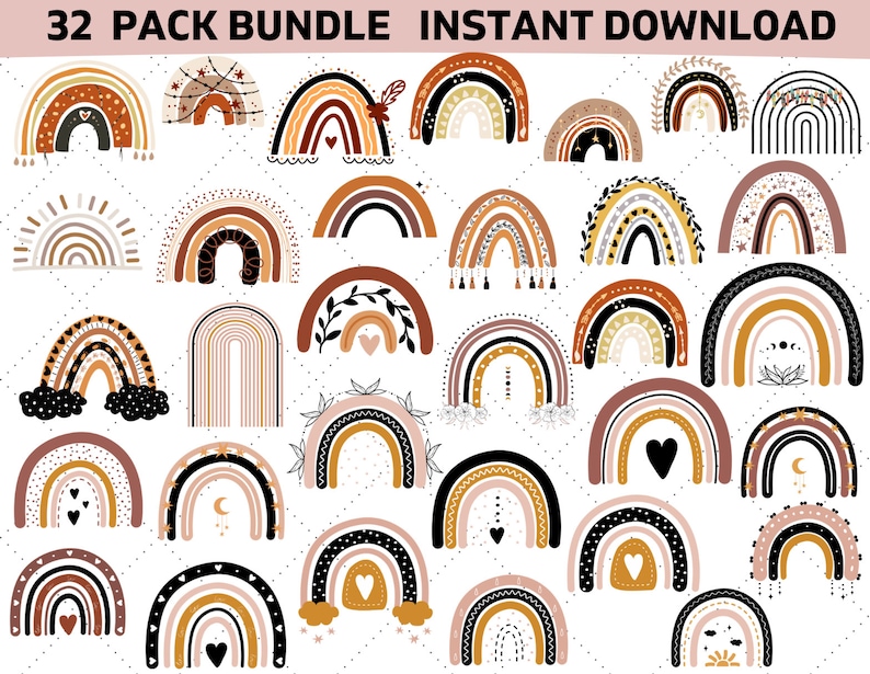 Boho Rainbow SVG Bundle Rainbow Svg Cut File, Boho Rainbow Svg, Rainbow ...